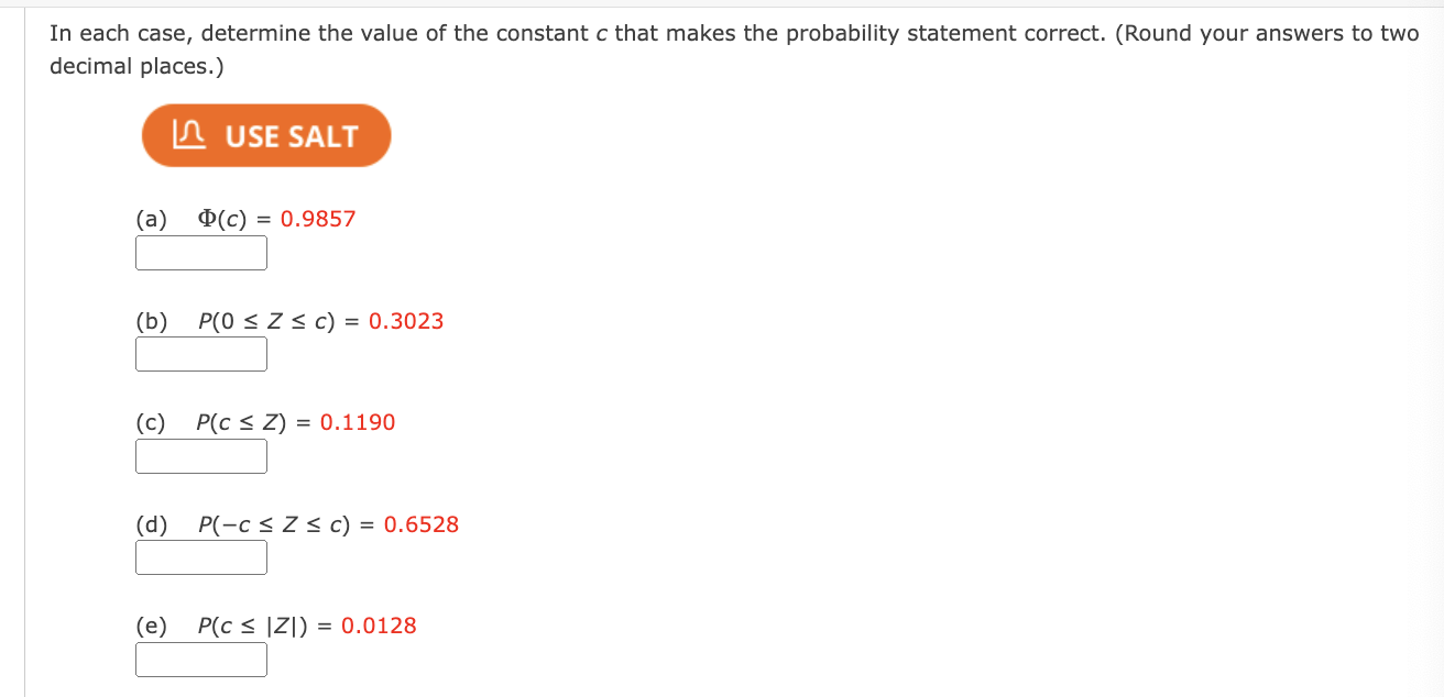 Solved In each case, determine the value of the constant c | Chegg.com