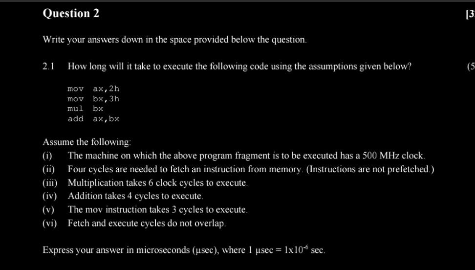 Solved Write Your Answers Down In The Space Provided Below 