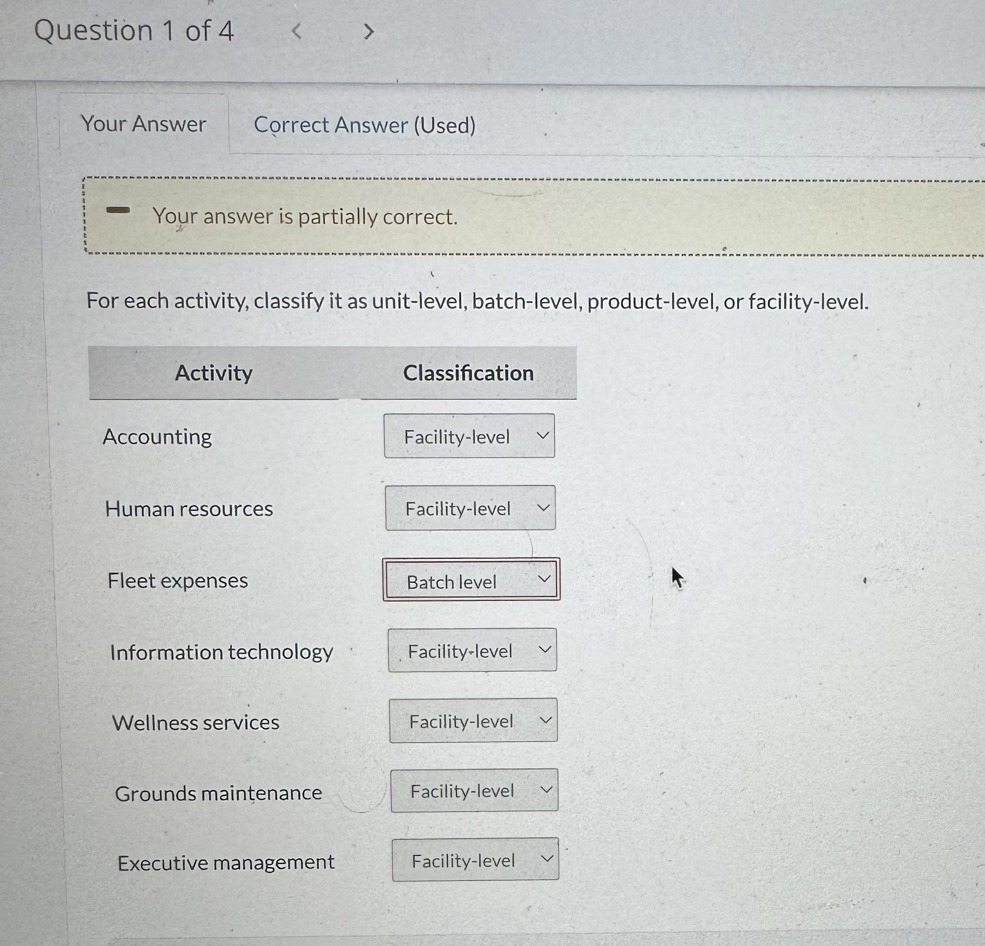 Solved For each activity, classify it as unit-level, | Chegg.com