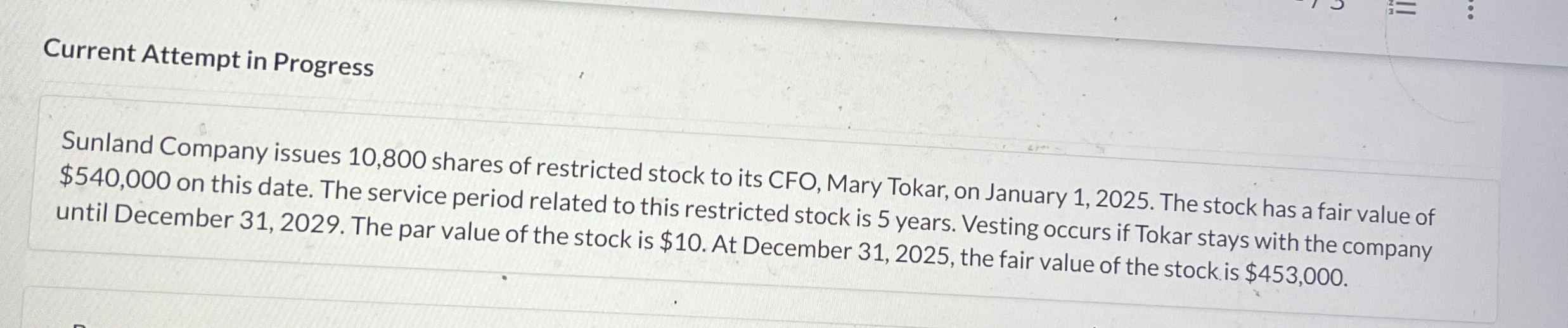Solved Current Attempt in ProgressSunland Company issues | Chegg.com