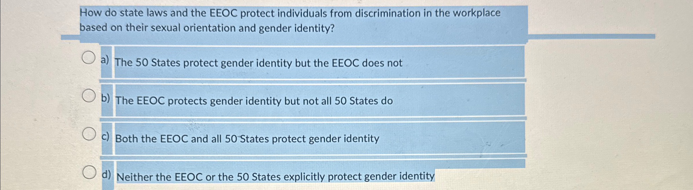 Solved How do state laws and the EEOC protect individuals | Chegg.com