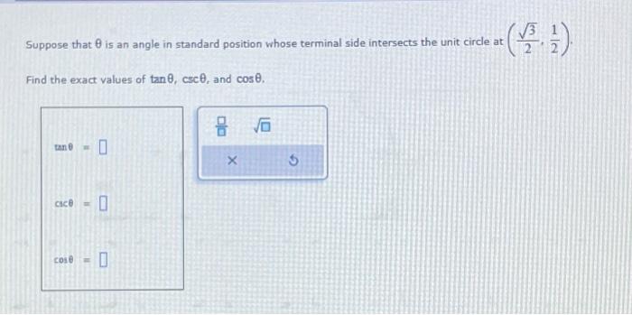 Solved Suppose that is an angle in standard position whose | Chegg.com