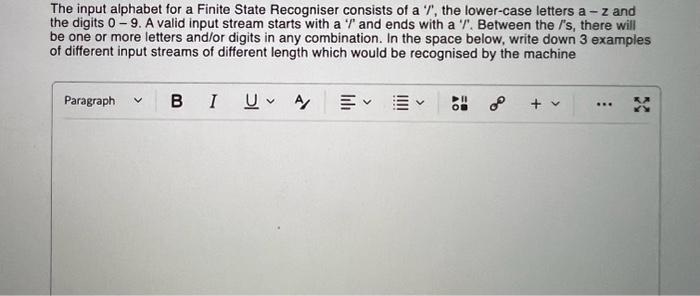 Solved The input alphabet for a Finite State Recogniser | Chegg.com
