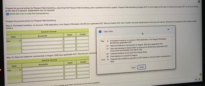 Solved Prepare the journal entries for Passport | Chegg.com
