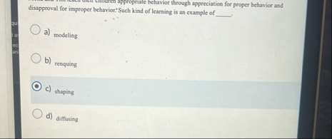 Solved appropriate behavior through appreciation for proper | Chegg.com