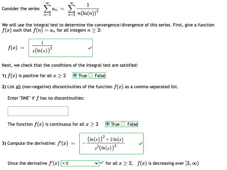 Solved Consider the series ∑n=2∞an=∑n=2∞1n(ln(n))2We will | Chegg.com