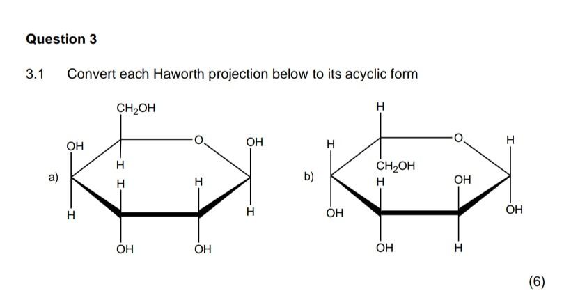 Solved .1 Convert each Haworth projection below to its | Chegg.com