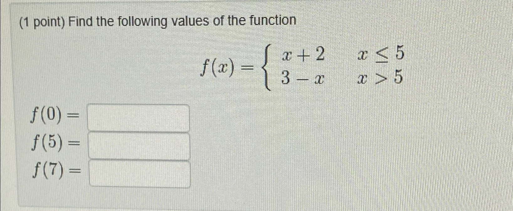 Solved (1 ﻿point) ﻿Find the following values of the | Chegg.com