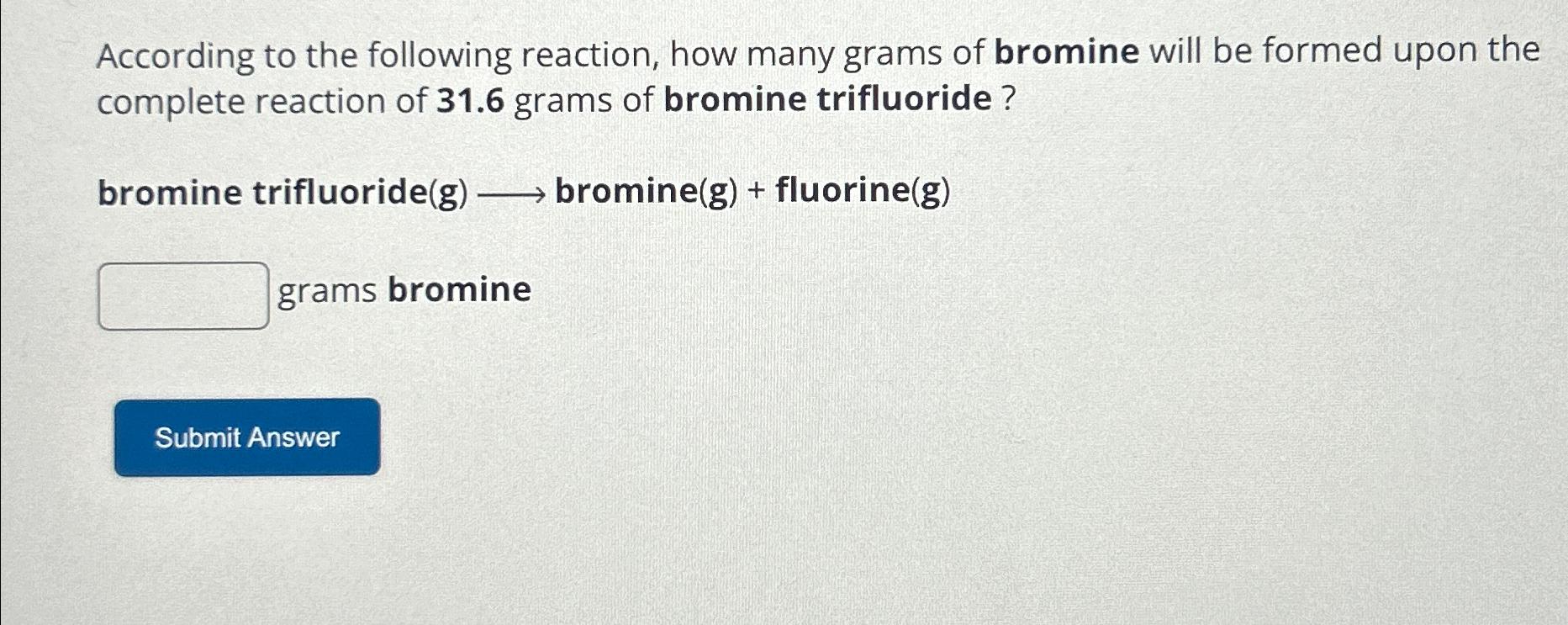 Solved According to the following reaction, how many grams | Chegg.com