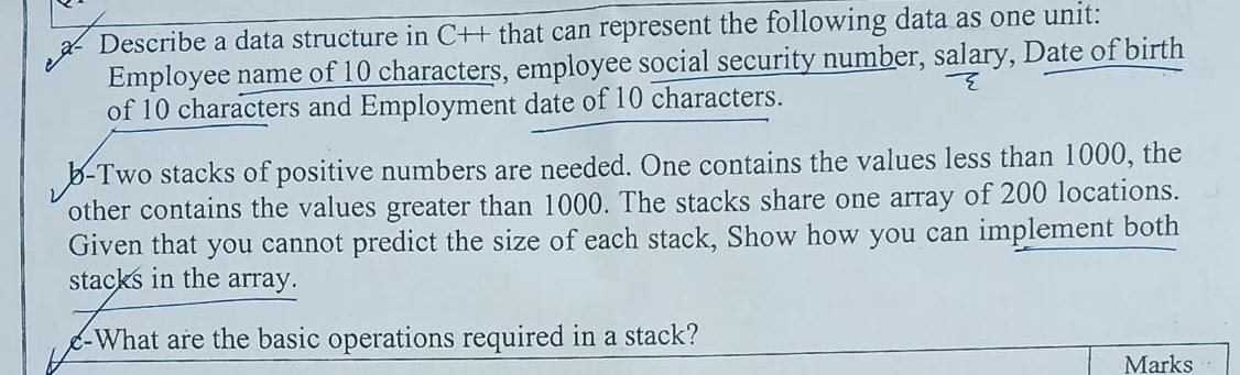 Solved 2- ﻿Describe a data structure in C++ ﻿that can | Chegg.com