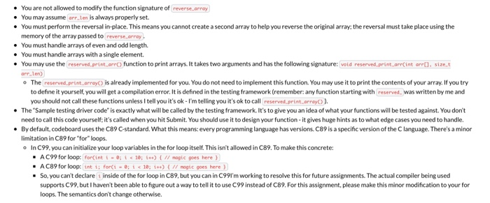 Solved Project 2- Arrays: In-place Reversal e Array Reversal | Chegg.com