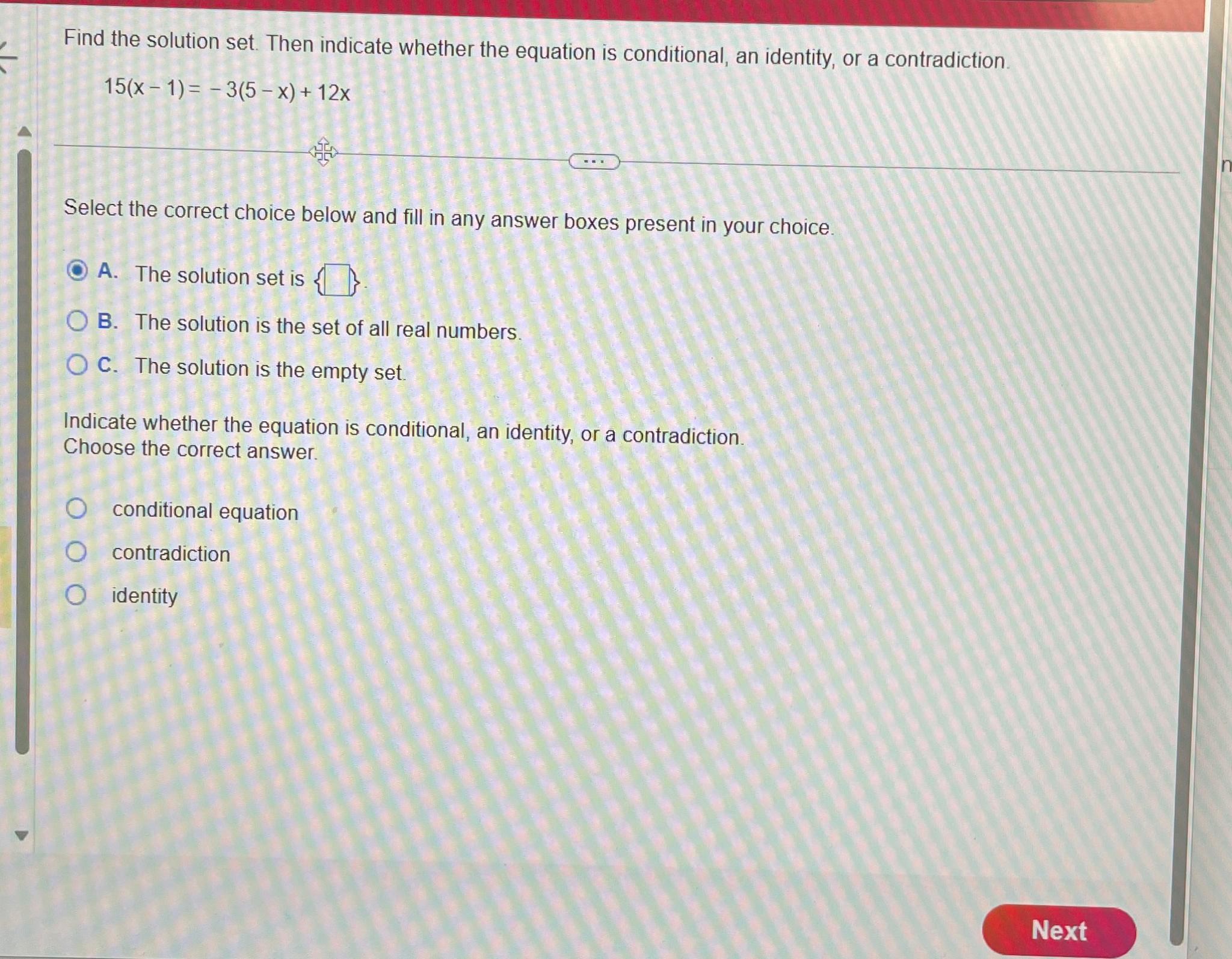 Solved Find the solution set. Then indicate whether the | Chegg.com