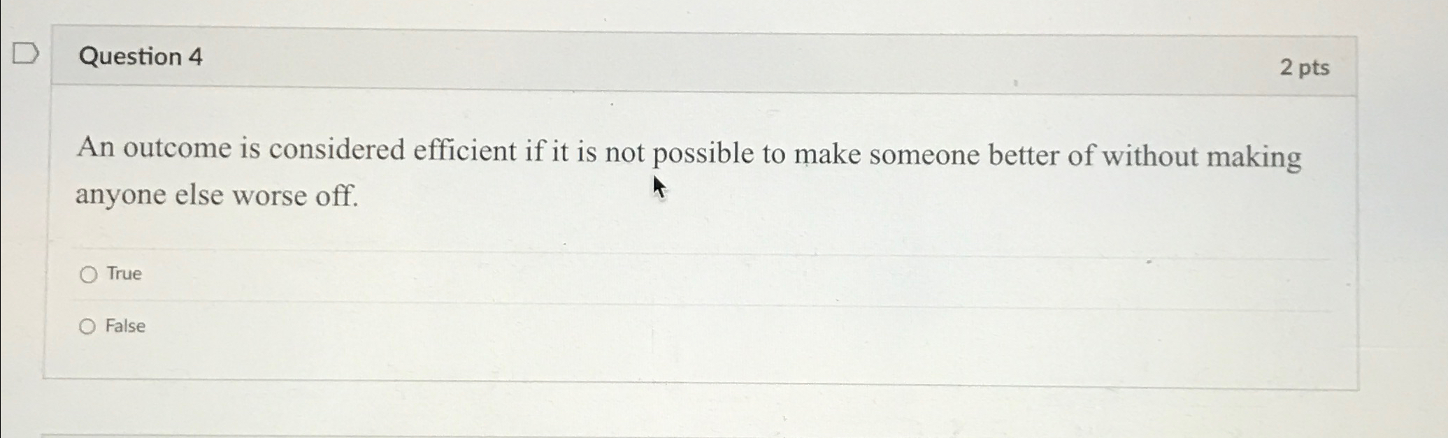 Solved Question 42 ﻿ptsAn outcome is considered efficient if | Chegg.com