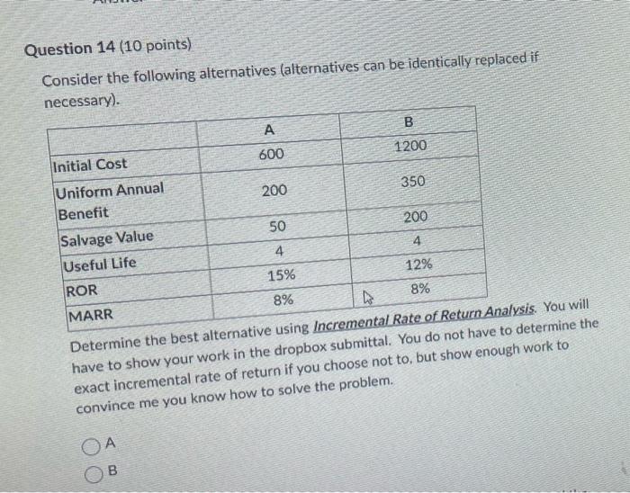Solved Question 14 (10 points) Consider the following | Chegg.com