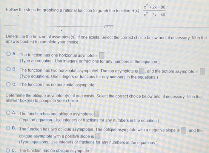 Solved Follow the steps for graphing a rational function to | Chegg.com