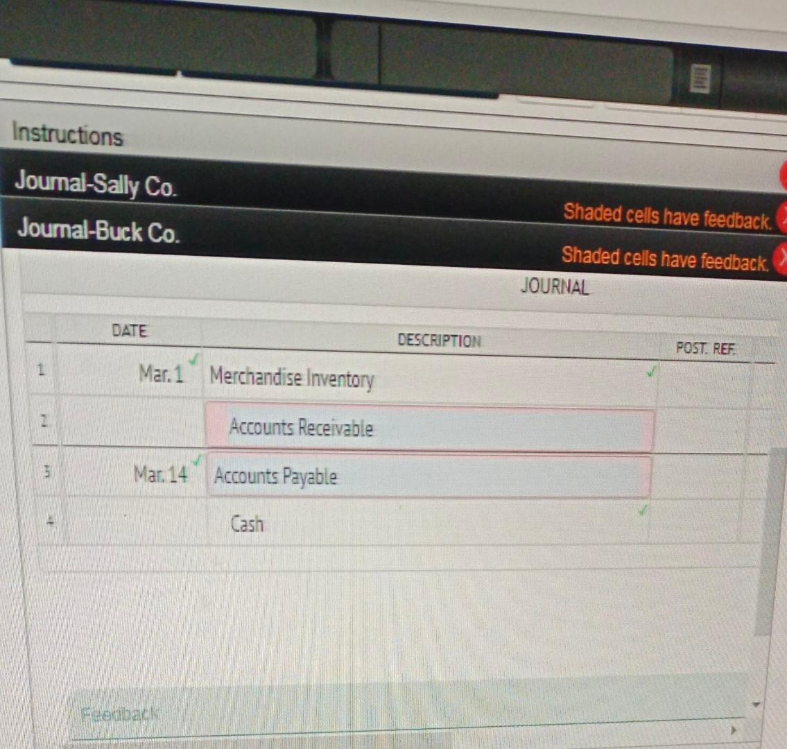 Solved On March 1, Sally Co. sold merchandise to Buck Co. on | Chegg.com