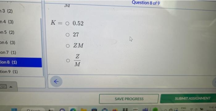 Solved Rearrange to isolate variable K in the following | Chegg.com