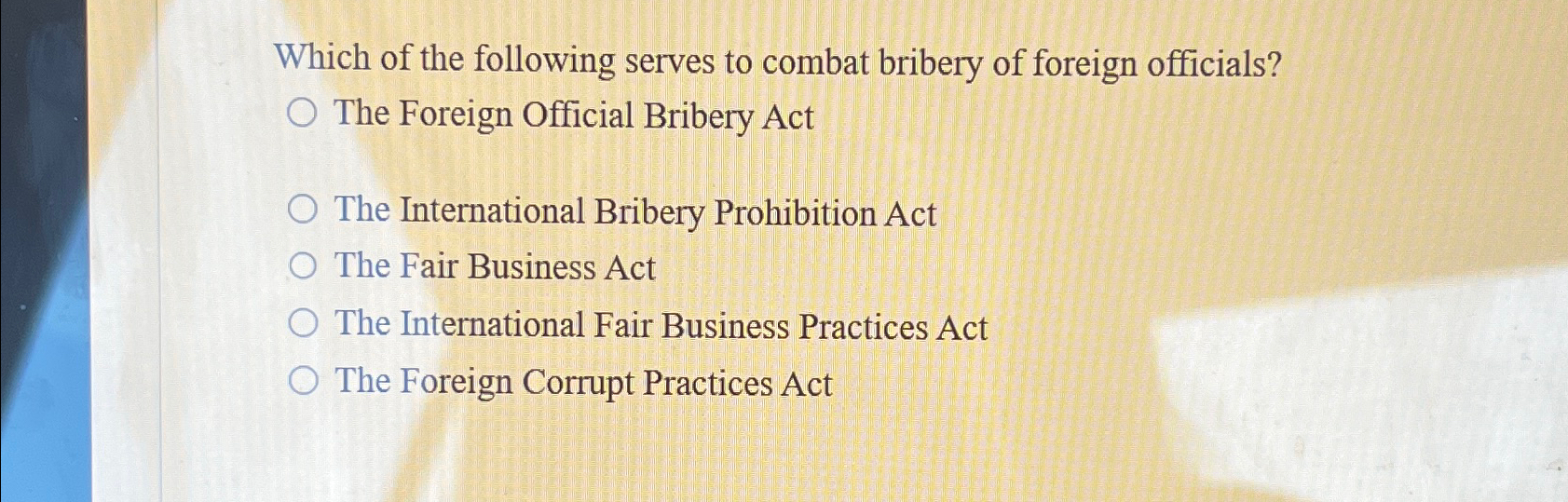 Solved Which of the following serves to combat bribery of | Chegg.com
