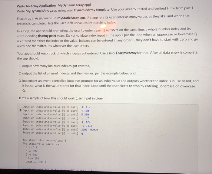 Solved Write An Array Application (MyDynamicArray.cpp) Write | Chegg.com