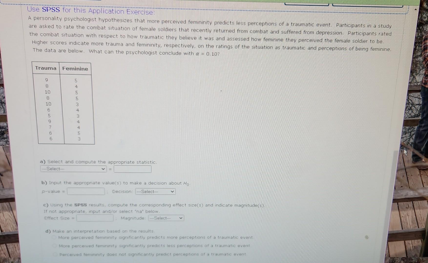 Solved Use SPSS for this Application Exercise: A personality | Chegg.com
