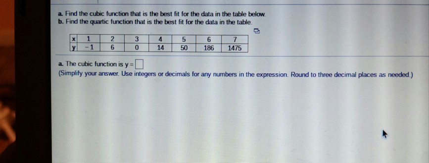 Solved Find the quartic function that is the best fit for | Chegg.com