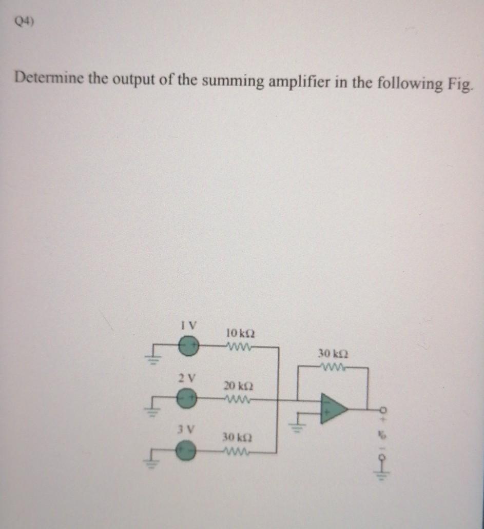 Solved Q4) Determine the output of the summing amplifier in | Chegg.com