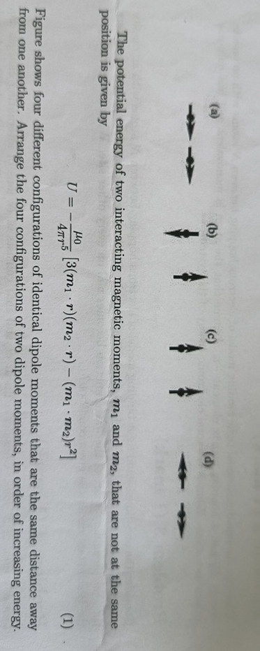 Solved (a)(b)(c)(d)The potential energy of two interacting | Chegg.com