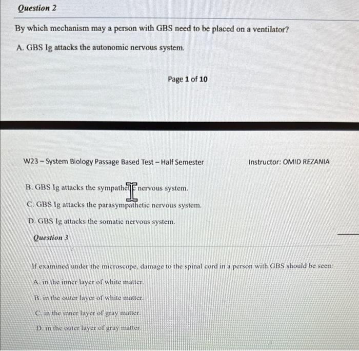 Solved Question 2 By which mechanism may a person with GBS | Chegg.com
