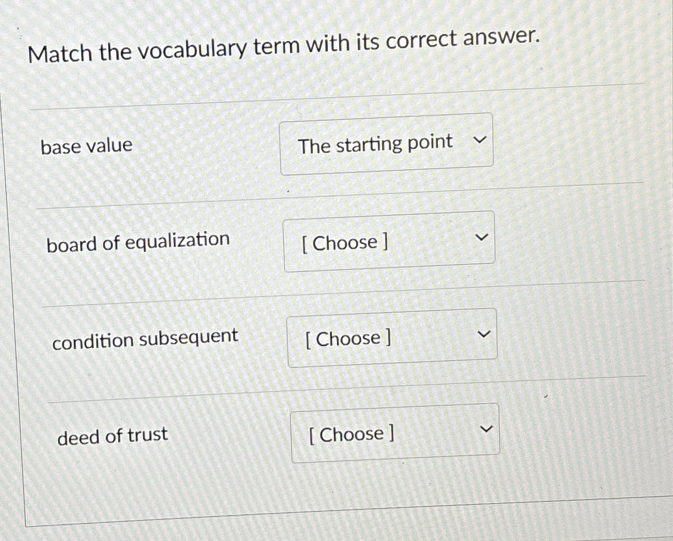 Solved Match the vocabulary term with its correct | Chegg.com