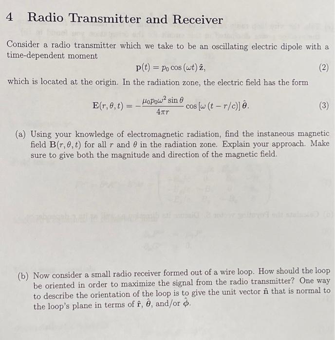 Solved 4 Radio Transmitter and Receiver Consider a radio | Chegg.com