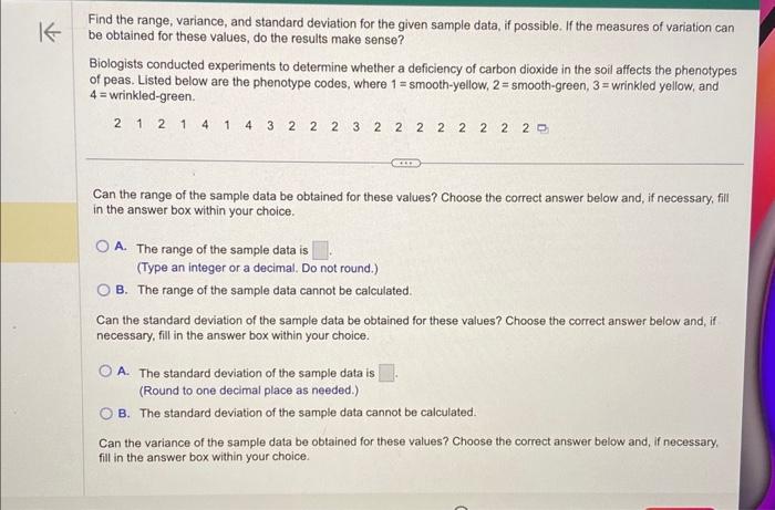 Solved Find the range, variance, and standard deviation for | Chegg.com