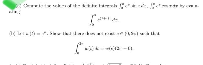 Solved (a) Compute the values of the definite integrals | Chegg.com