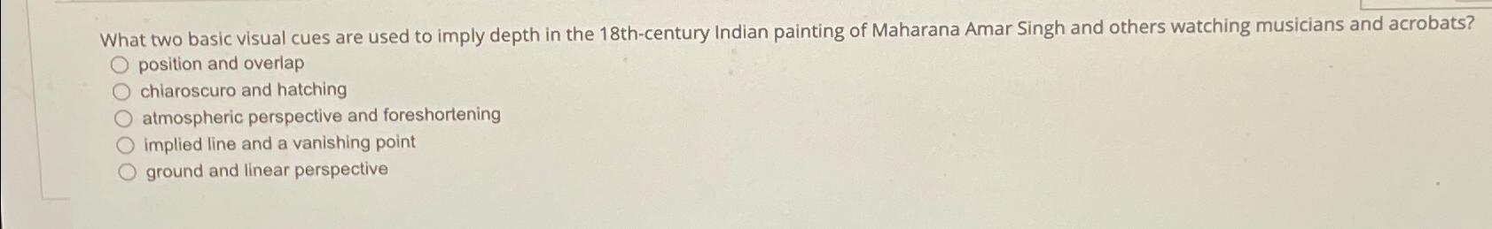Solved What two basic visual cues are used to imply depth in | Chegg.com