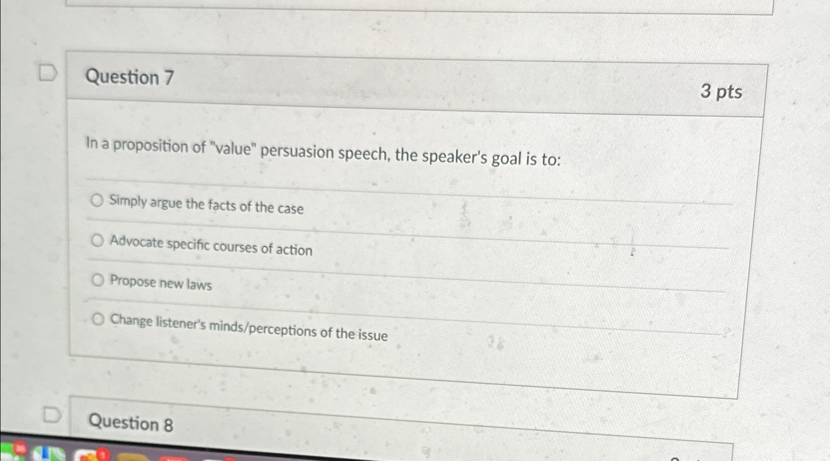 Solved Question 73 ﻿ptsIn a proposition of "value" | Chegg.com