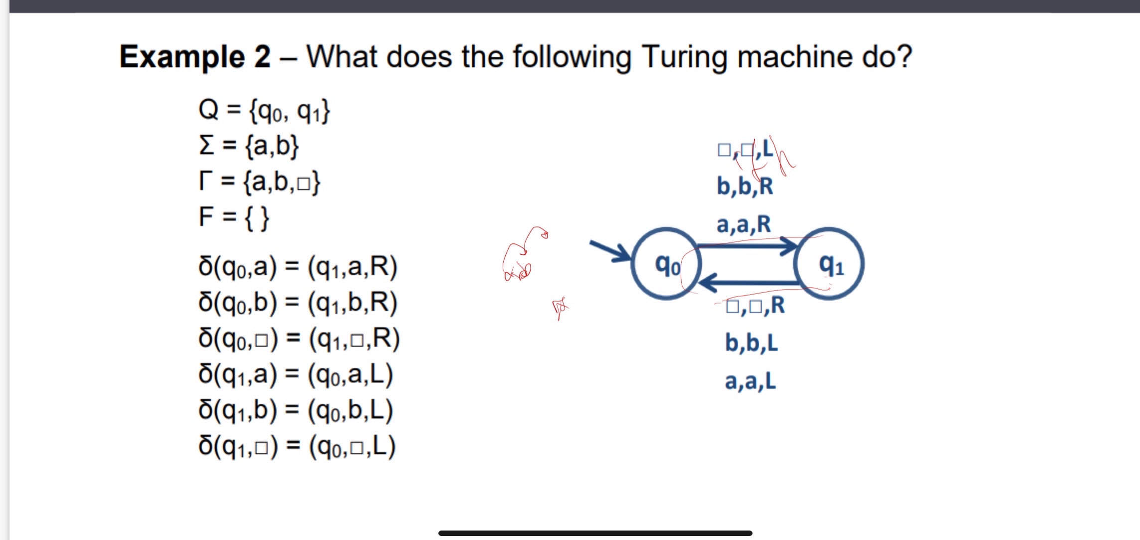 Example 2 - ﻿What does the following Turing machine | Chegg.com
