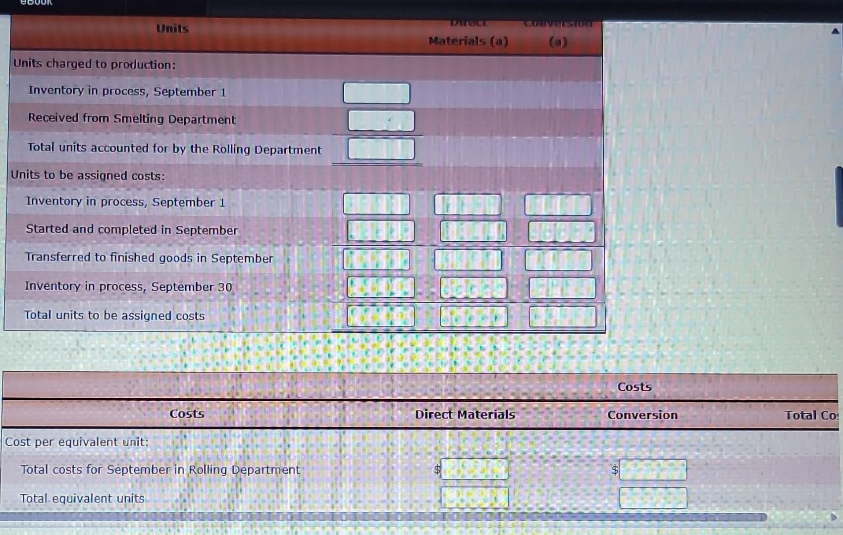 Solved Work in Process Account Data for Two Months; Cost of | Chegg.com