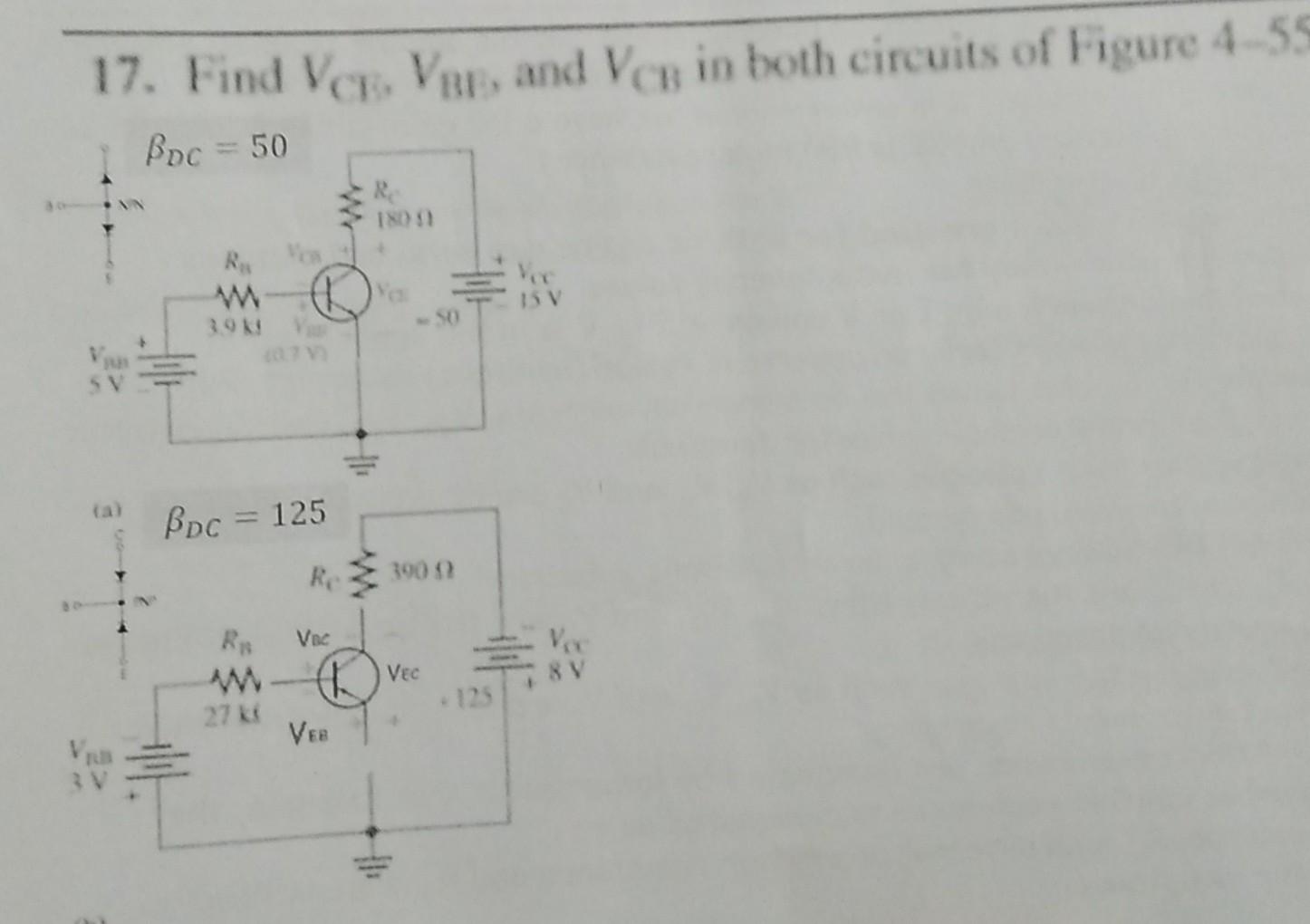 17. Find VCE, VRE, and VCR in both circuits of Figure | Chegg.com