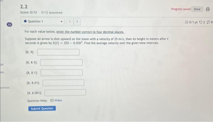 Solved For each value below, enter the number correct to | Chegg.com