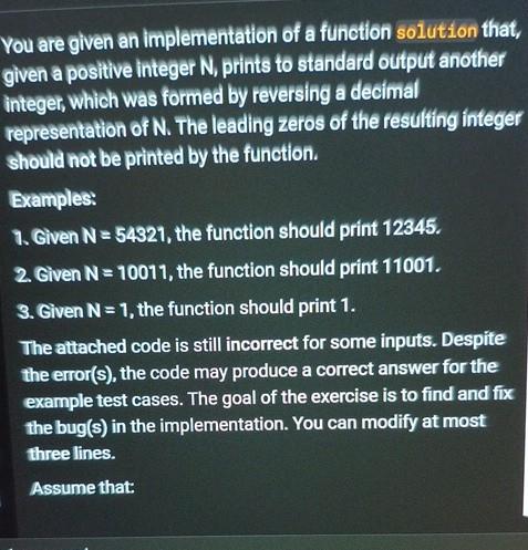 Solved You are given an implementation of a function | Chegg.com