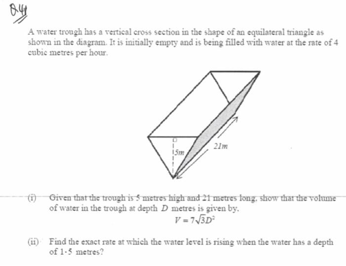 Solved Qur A water trough has a vertical cross section in | Chegg.com