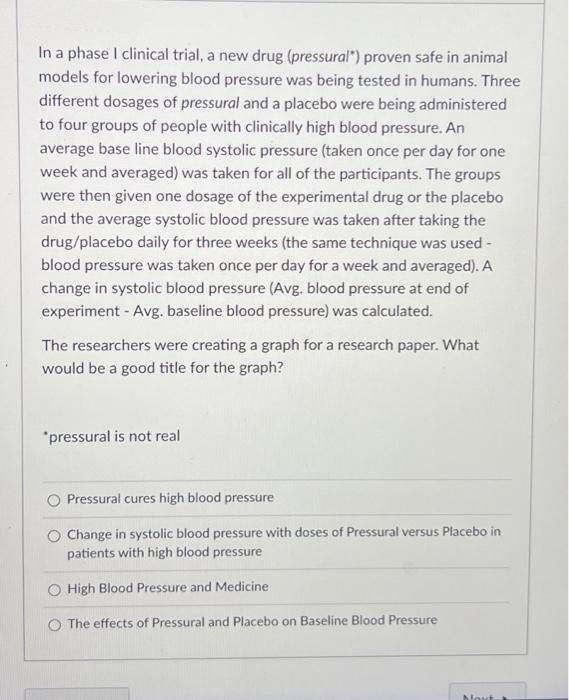 Solved In a phase I clinical trial, a new drug (pressural") | Chegg.com