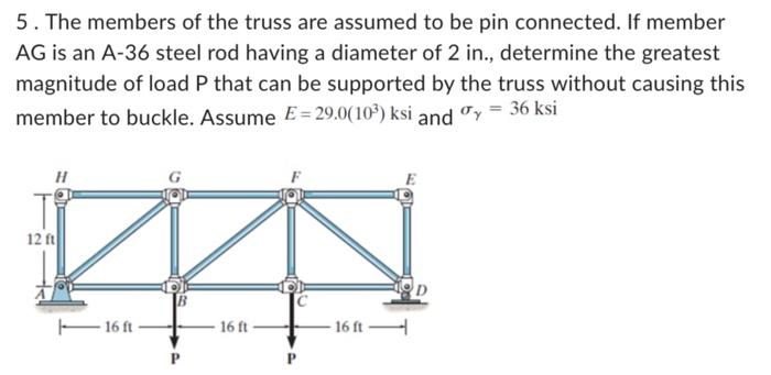 Solved 5. The members of the truss are assumed to be pin | Chegg.com