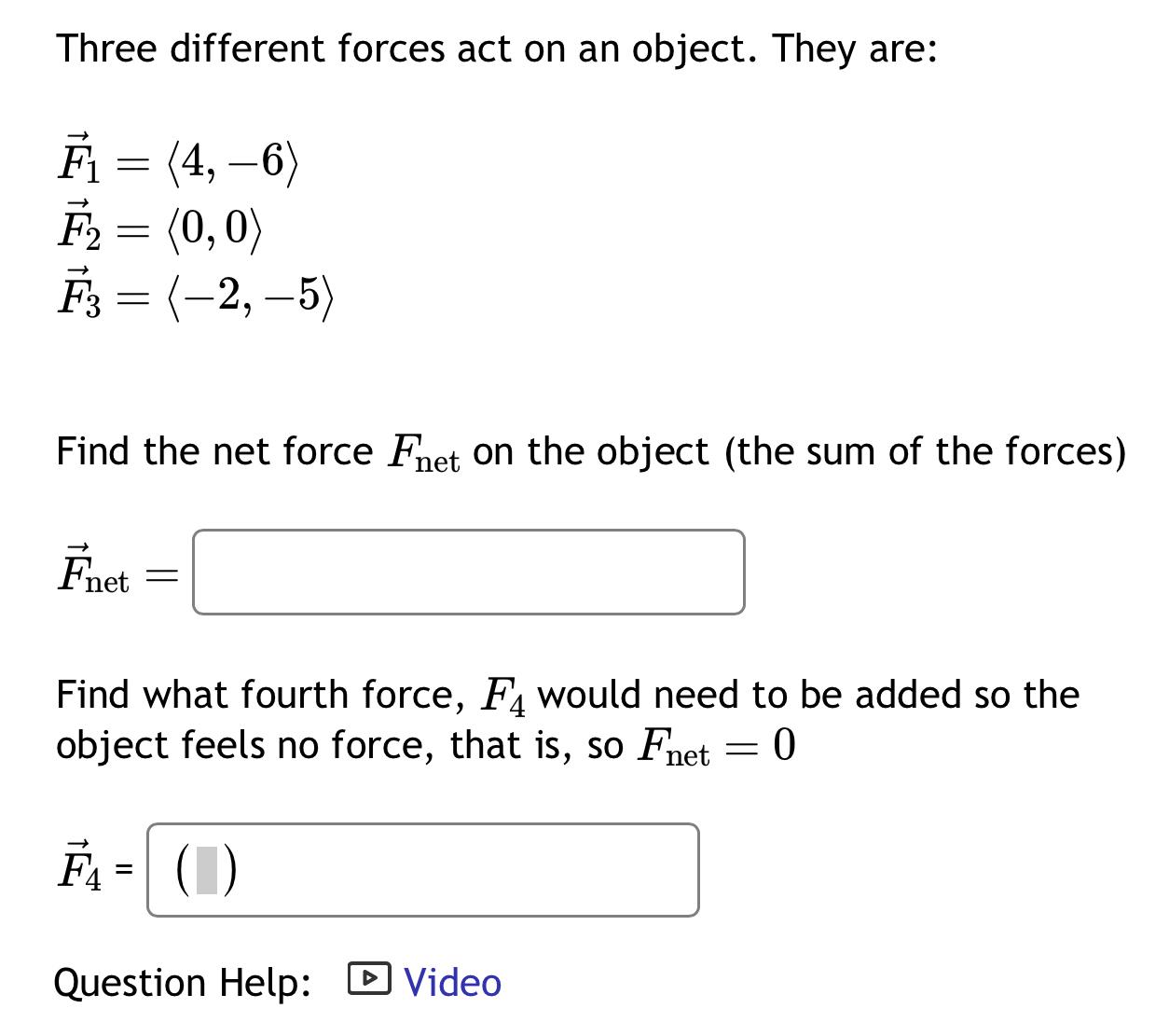 Solved Three different forces act on an object. They | Chegg.com