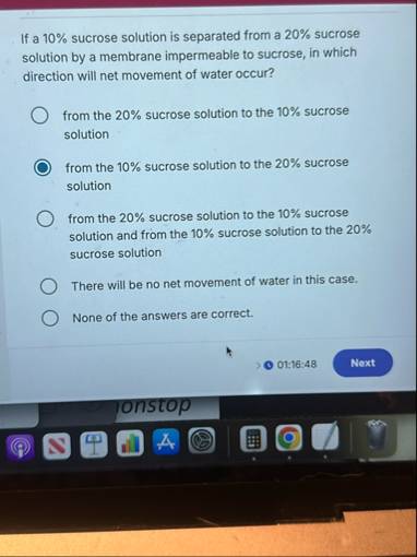 Solved If a 10% ﻿sucrose solution is separated from a 20% | Chegg.com