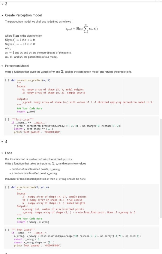 Solved - 3 - Create Perceptron model The perceptron model we | Chegg.com
