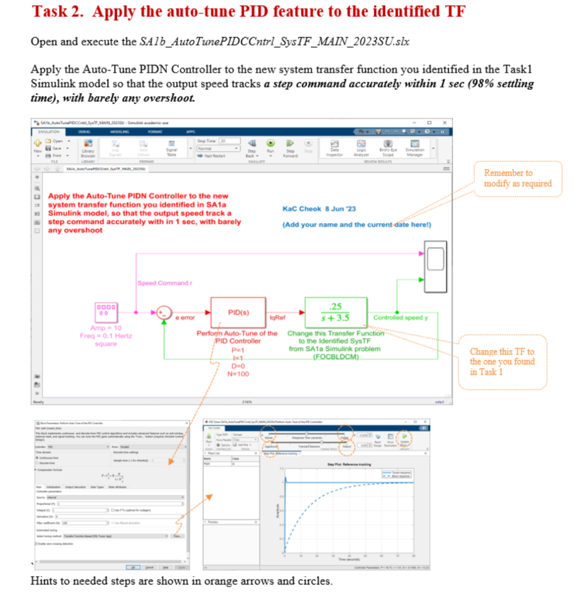 Solved Task 2. ﻿Apply the auto-tune PID feature to the | Chegg.com