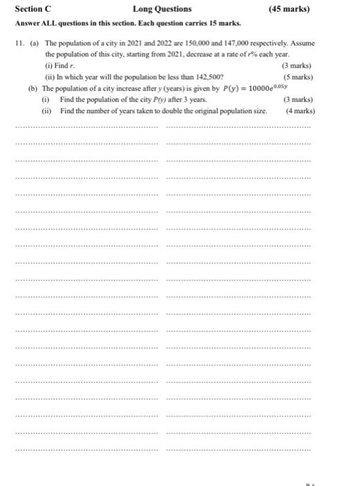 Solved Answer ALL questions in this section. Each question | Chegg.com