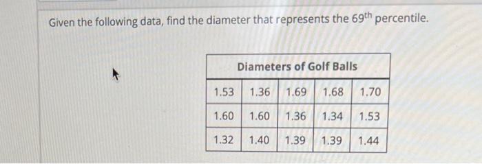 Solved Given the following data, find the diameter that | Chegg.com