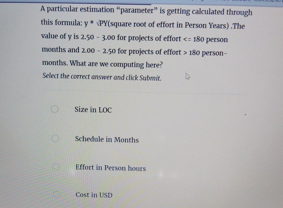 Solved A particular estimation "parameter" is getting | Chegg.com