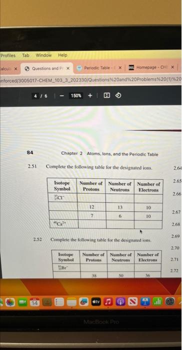Solved 2.51 Complete the following table for the designated | Chegg.com